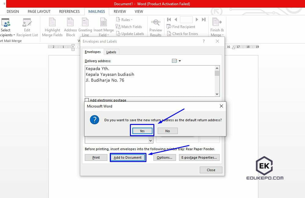 Cara Membuat Amplop Surat di Microsoft Word - Edukepo.com